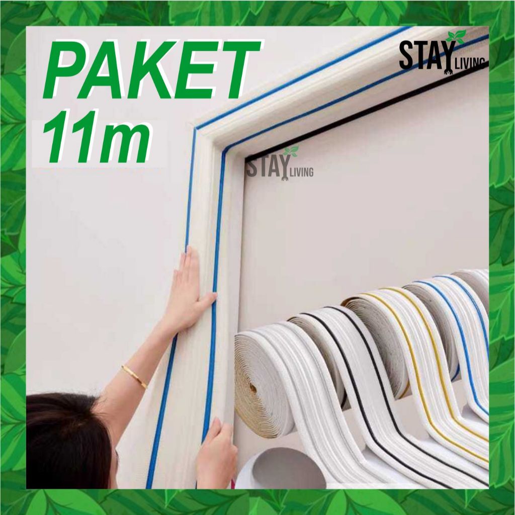 Jual [PAKET 11m] Wallpaper Foam List Plafon 3D List Wall Border List 2. ...