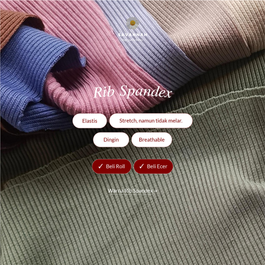 Jual Kain Rib Cotton Spandex kaos eceran Rib Spandek banyak warna Per ...