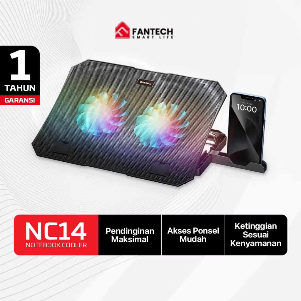Jual FANTECH Cooling Pad RGB Notebook Cooler NC14 Kipas Pendingin ...