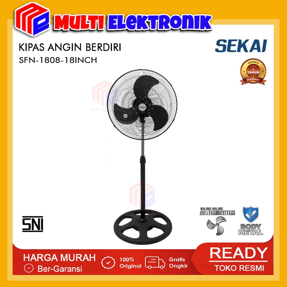 Jual SEKAI Kipas Angin Berdiri Tornado Metal Stand Fan SFN-1808 Ukuran 18 Inch | Shopee Indonesia
