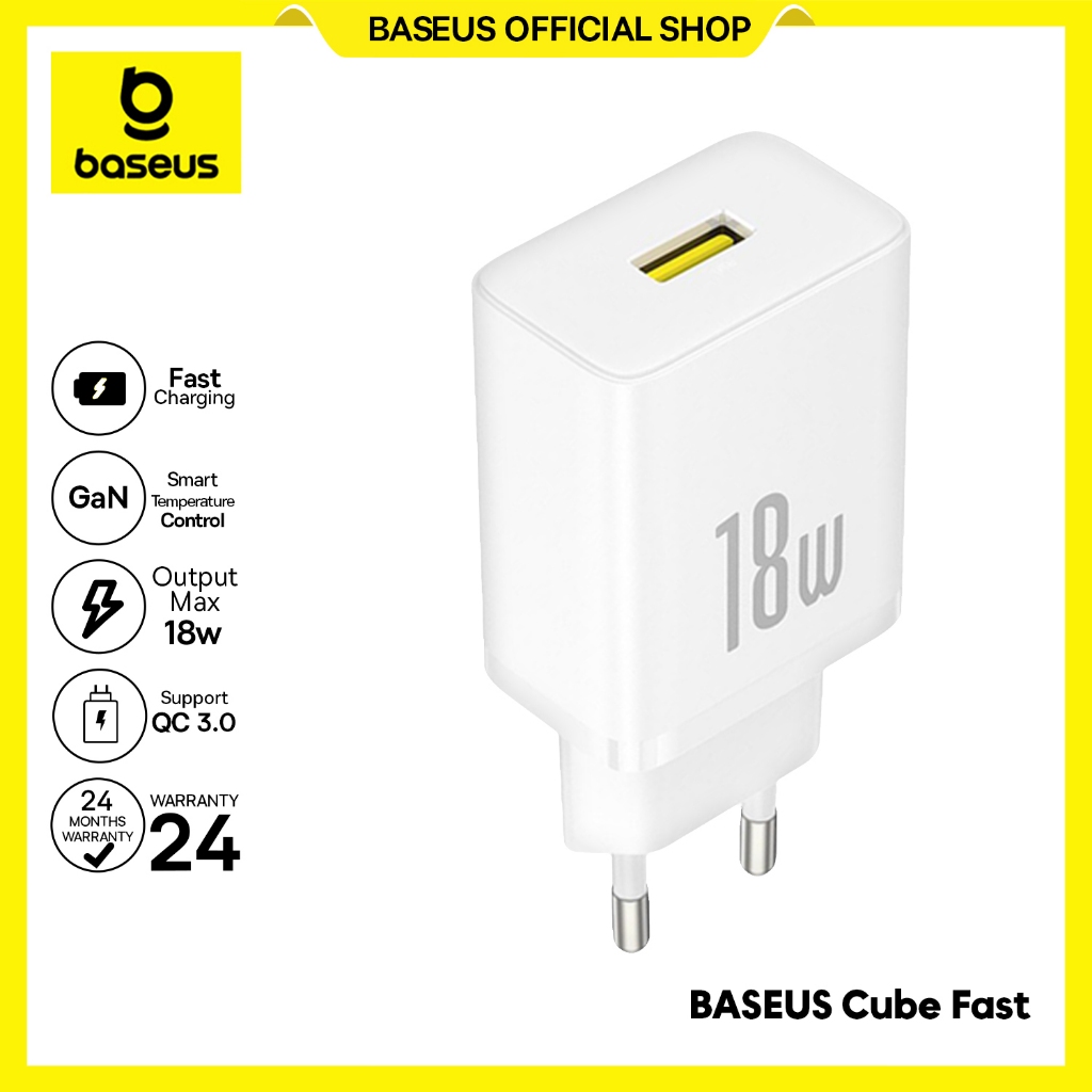 Jual Baseus Charger Cube USB Fast Charging 18W Android Iphone EU QC 3.0 ...