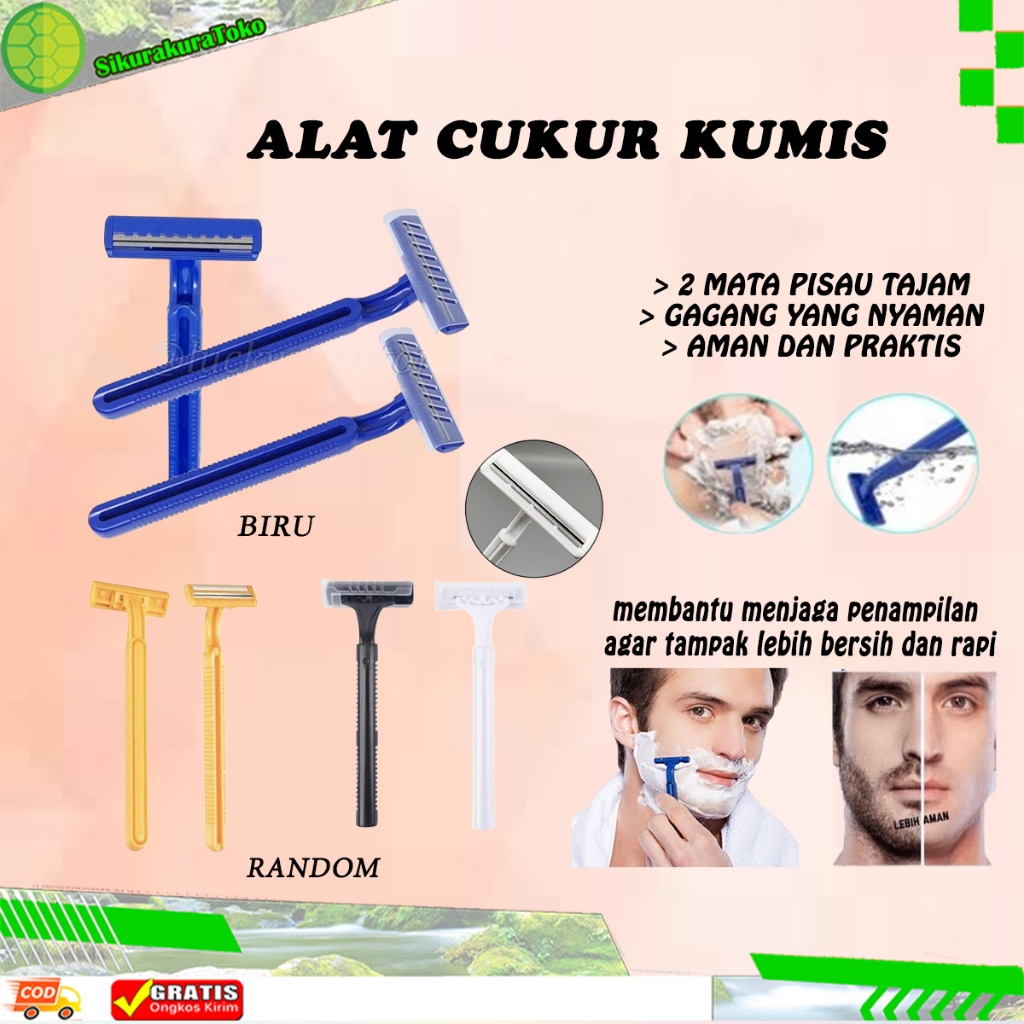 Jual (skr)Alat Cukur Kumis Dan Jenggot Biru 2 Mata pisau / silet ...
