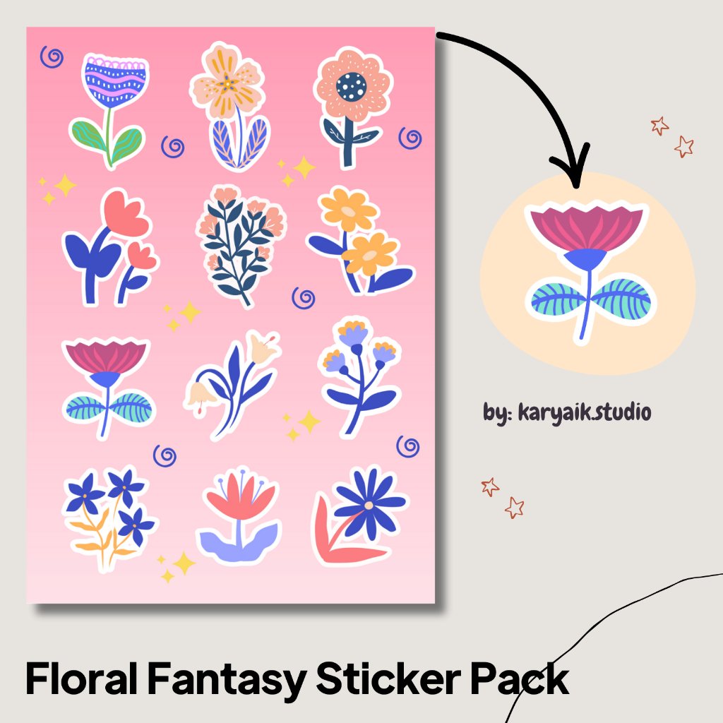 Jual Sticker Bunga - Vinyl Aesthetic A6 | Stiker Planner, Laptop ...