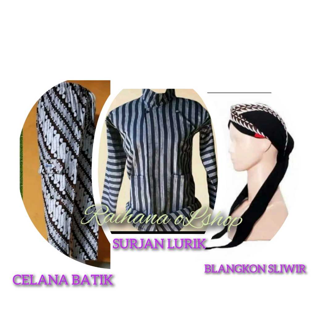 Jual SURJAN LURIK ABU HITAM + CELANA BATIK + BLANGKON SLIWIR | SEPAKET BAJU ADAT JAWA PRIA ...