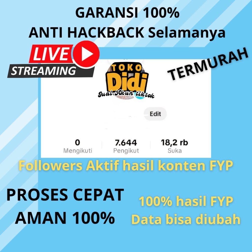 Jual Jual Akun TikTok bisa Live Followers Indo Hasil FYP Akun Fresh Siap Pakai Tik Tok Affiliate ...