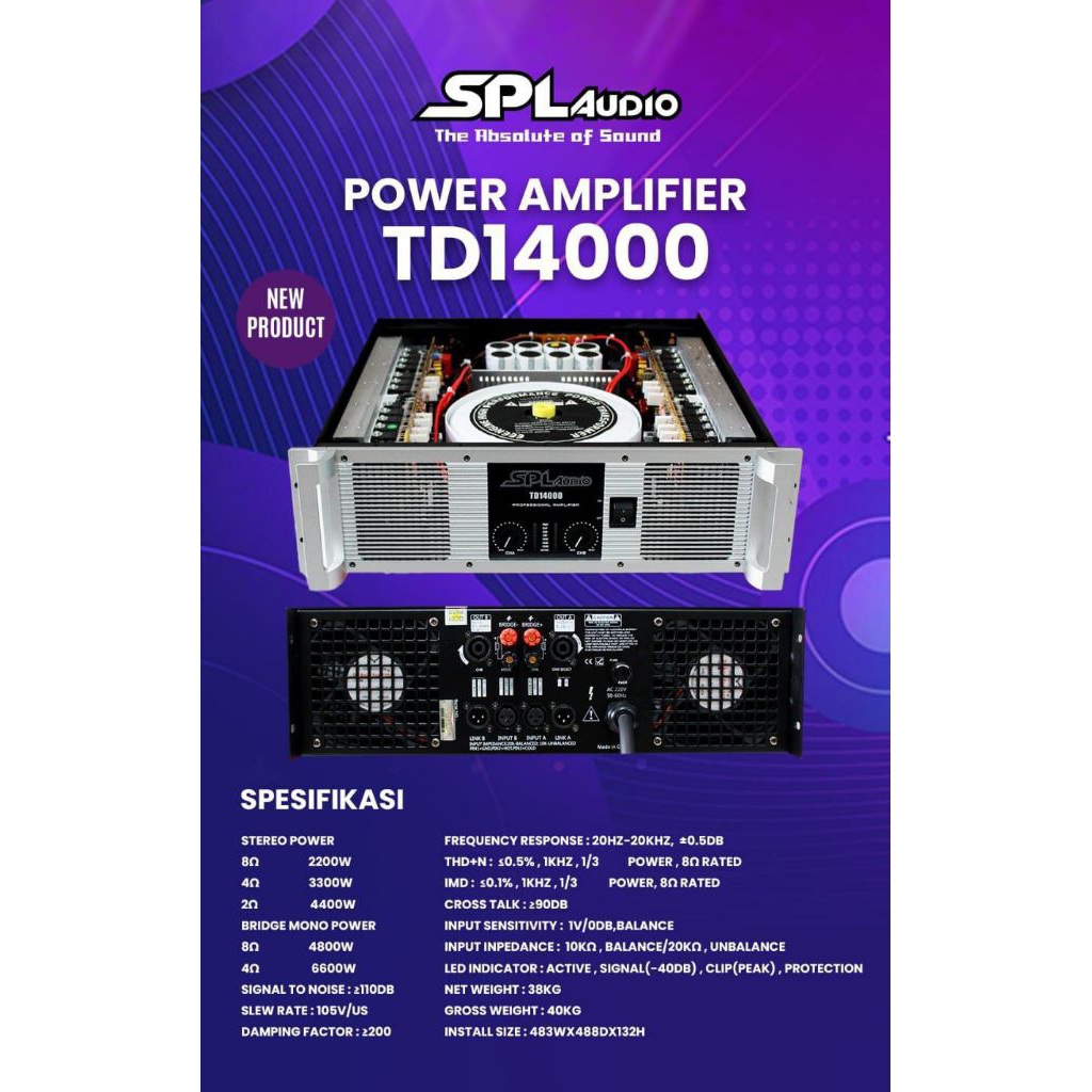 Jual Power SPL Audio TD-14000 class TD 2x2200watt original Terbaru | Shopee Indonesia