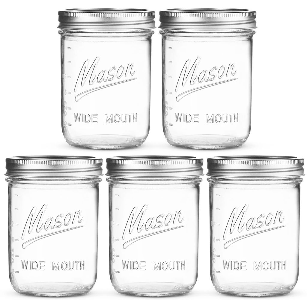 Jual MASON JAR - 16oz 473ml pint wide mouth 86mm glass jar narrow neck ...