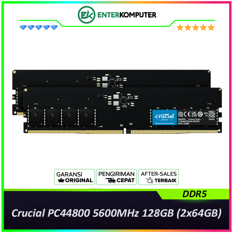 Jual Crucial DDR5 PC44800 5600MHz 128GB (2x64GB) / RAM 128GB | Shopee ...