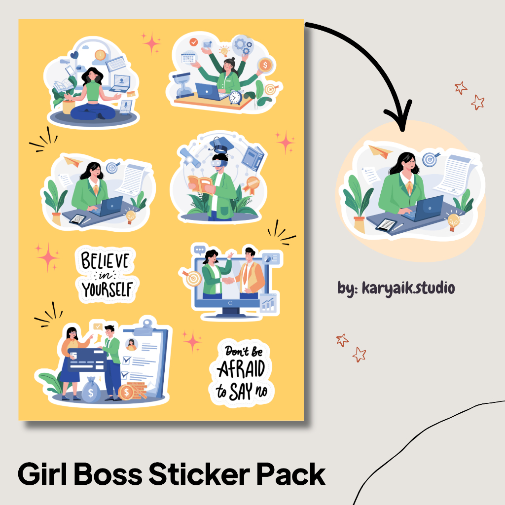 Jual Girl Boss Sticker Pack - Vinyl Aesthetic A6 | Stiker Planner ...