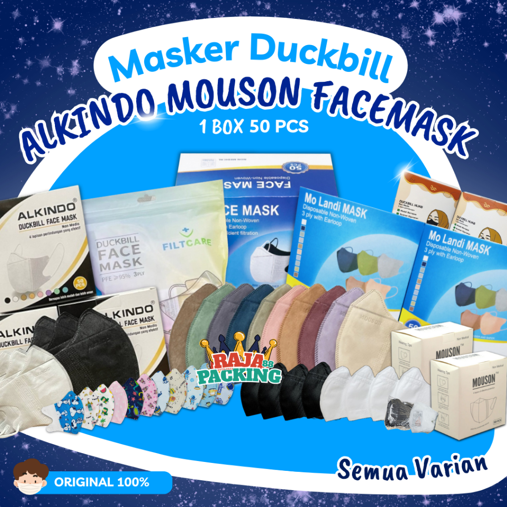 Jual Masker Duckbill 50PCS MOUSON 4PLY Hitam Putih Warna Warni Original ...