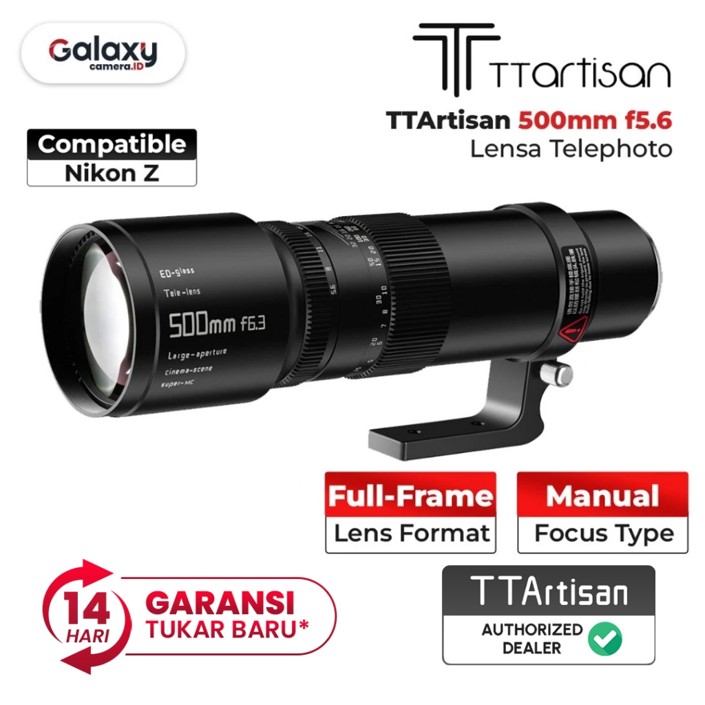 Jual Lensa TTartisan Full-Frame 500MM F6.3 Telephoto For Nikon Z Resmi ...