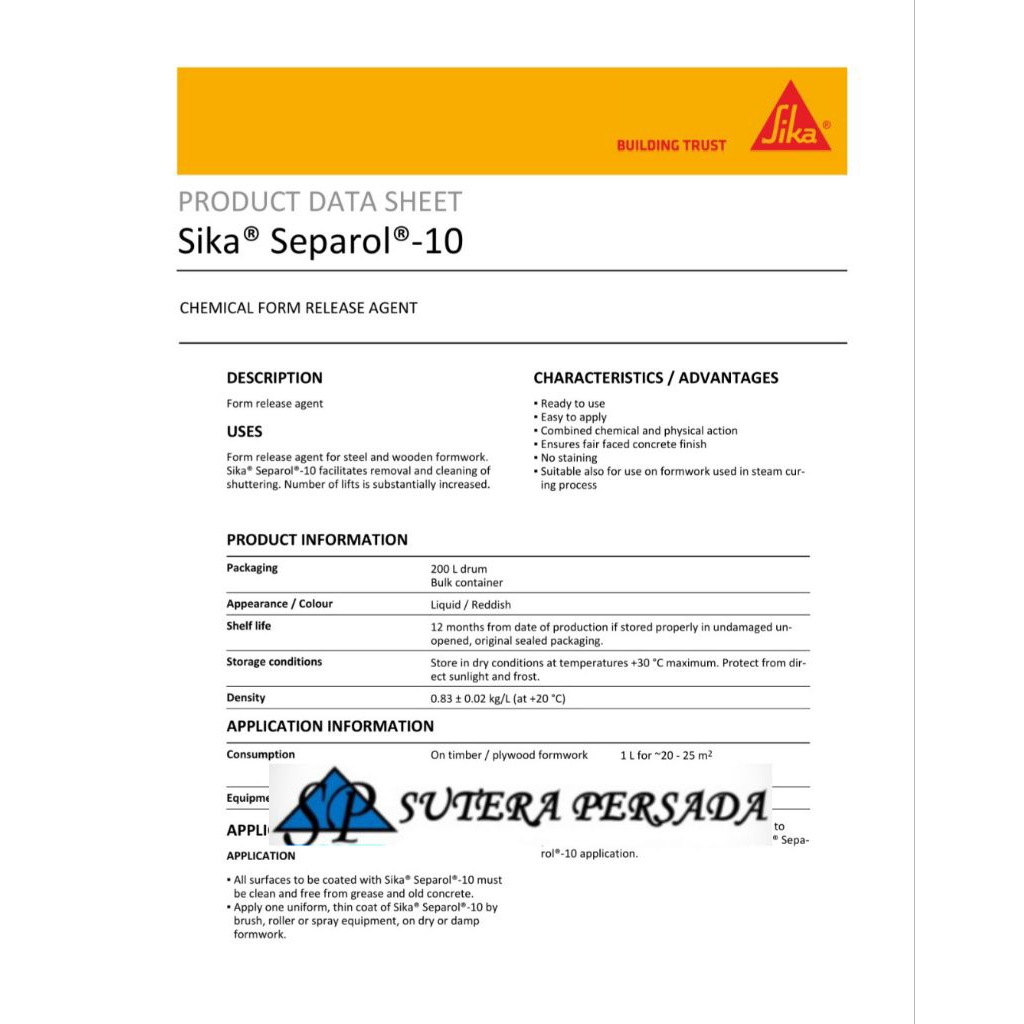 Jual Sika Separol 10 - Form Release Agent - Pelumas Bekisting ...