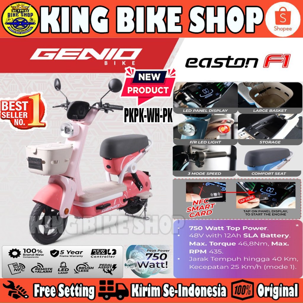 Jual Sepeda Listrik GENIO EASTON F1 BY UNITED 750 Watt Electric E Bike ...