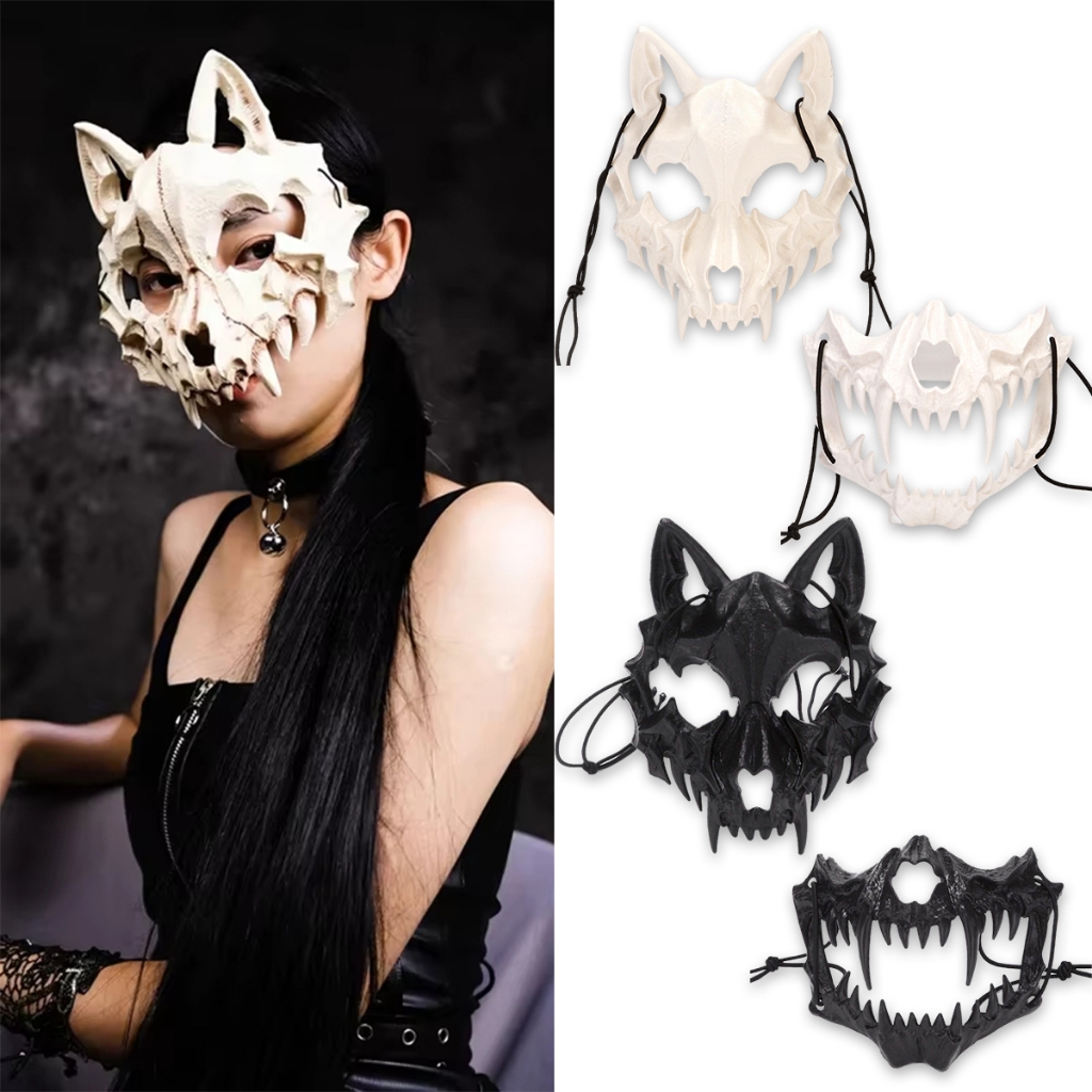 Jual Masker tengkorak Topeng Setengah Wajah Yaksha Mask Prank Plastik ...