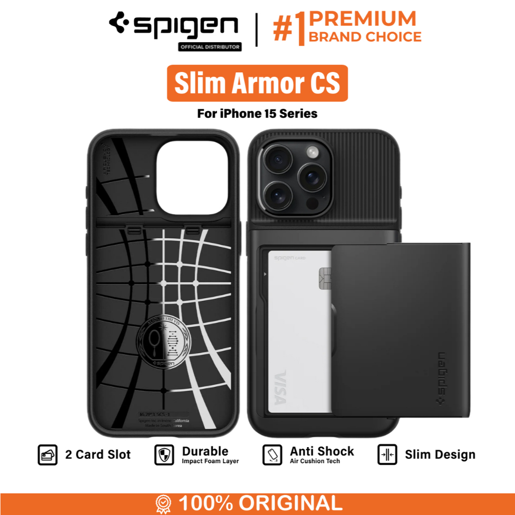 Jual Case iPhone 15 Pro Max Plus Spigen Slim Armor Card Slot Wallet ...