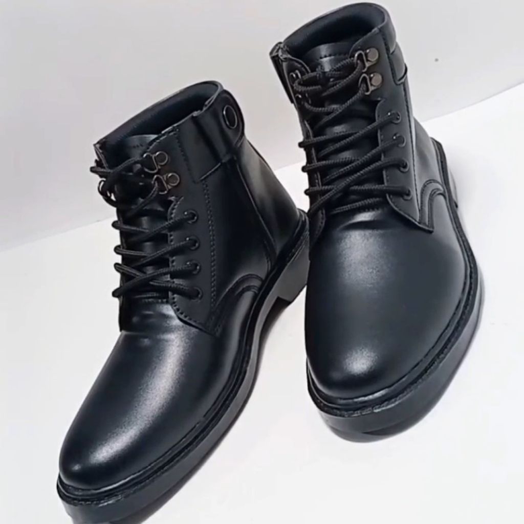 Jual Sepatu PDH Pria TNI POLRI SECURITY Model Tali Resleting Hitam Doof ...