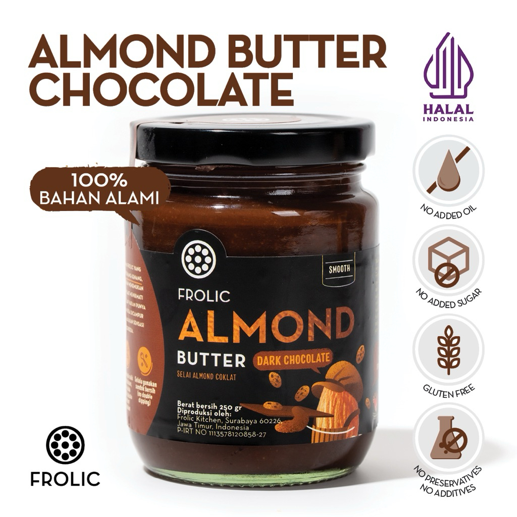 Jual FROLIC Almond Butter Dark Chocolate - Selai Almond Coklat Hitam ...