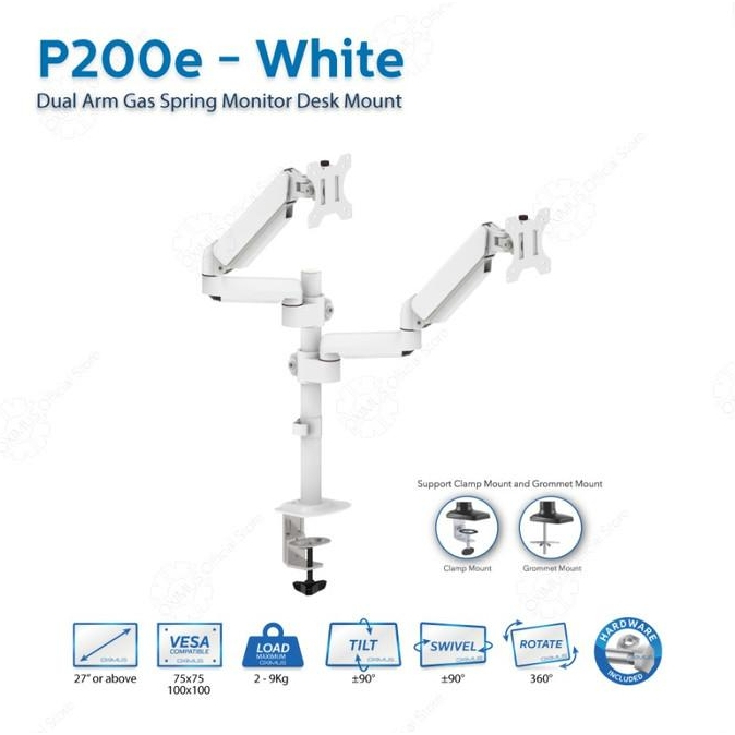 Jual Oximus P200e Monitor Desk Mount Dual Arm Gas Spring white P200e ...