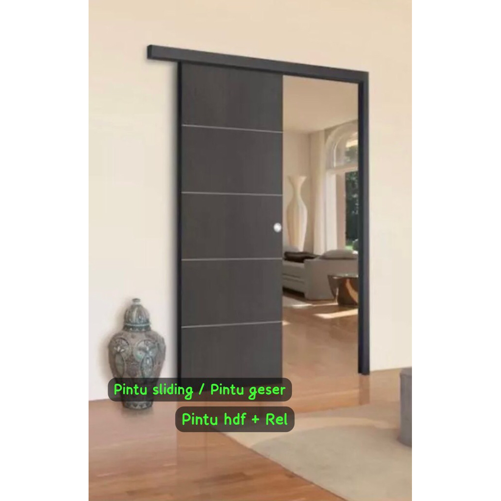 Jual PINTU SLIDING HDF / PINTU GESER SATU SET PINTU HDF + REL TINGGAL ...