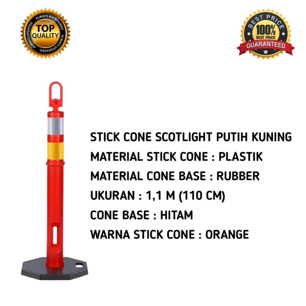 Jual Safety Traffic Stick Cone 110CM Rubber Base Stick Cone Pembatas ...