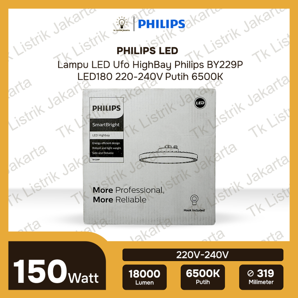 Jual Lampu LED Ufo HighBay Philips BY229P LED180 220-240V Putih 6500K ...