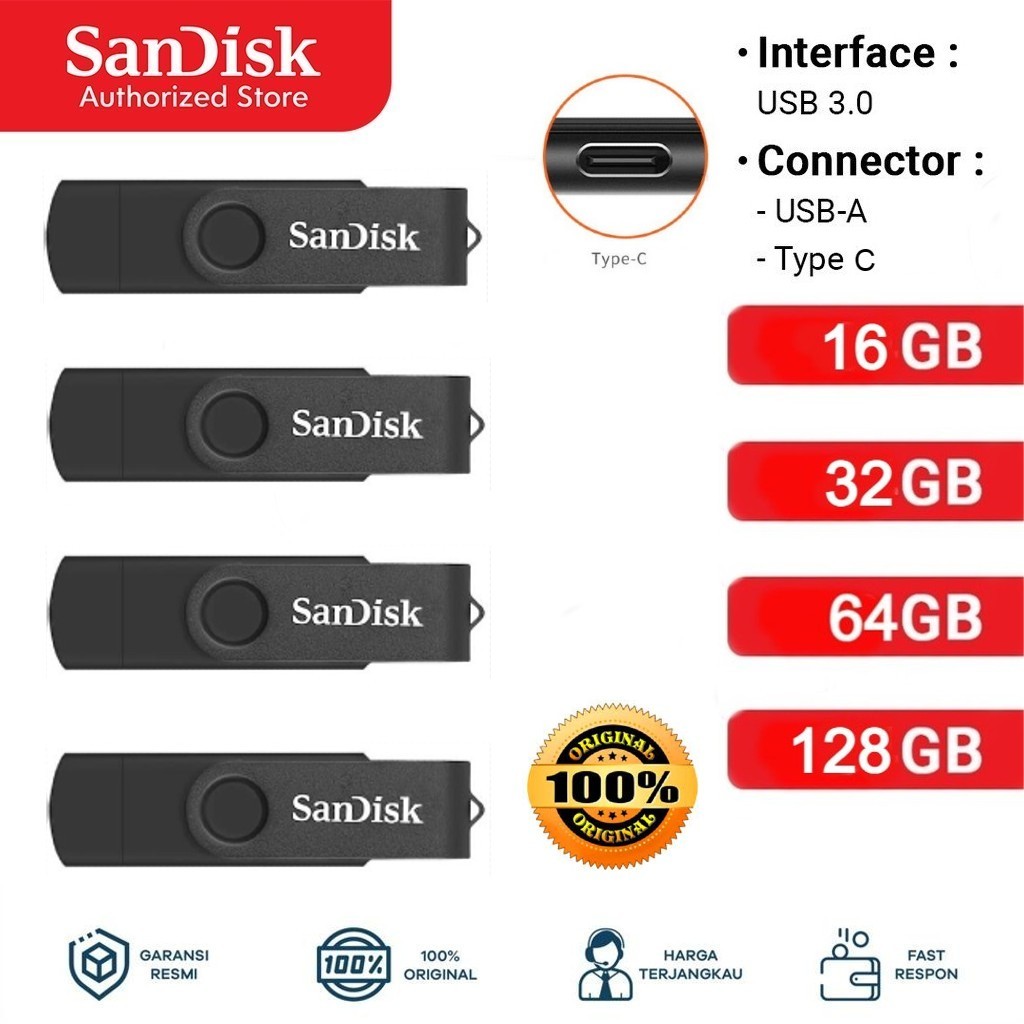 Jual Flash Drive USB Flash Disk OTG 2 dalam 1 Type C dan USB Dual ...