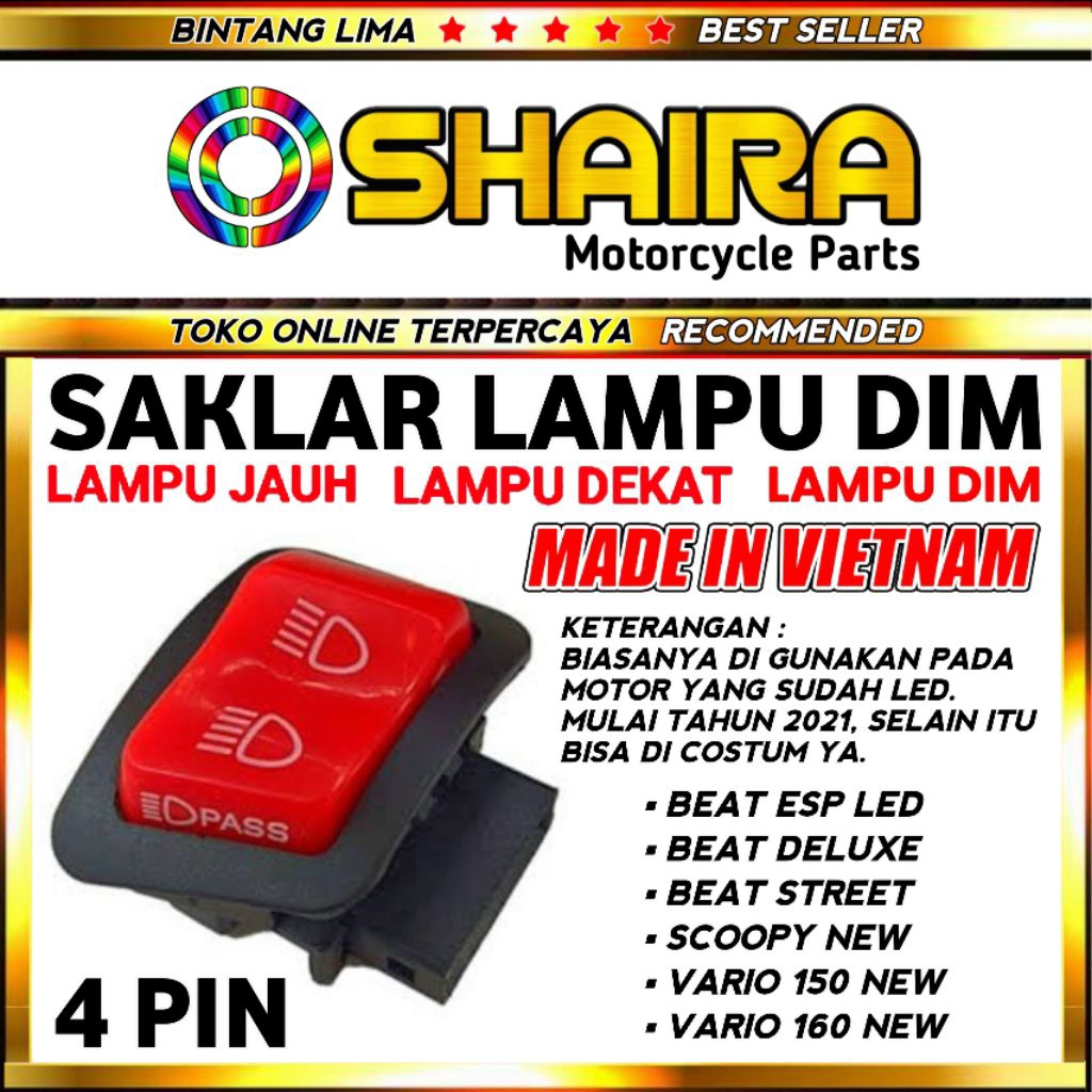 Jual LAMPU DIM 3 TITIK / TOMBOL SAKLAR JAUH DEKAT PASS BEAM VIETNAM ...