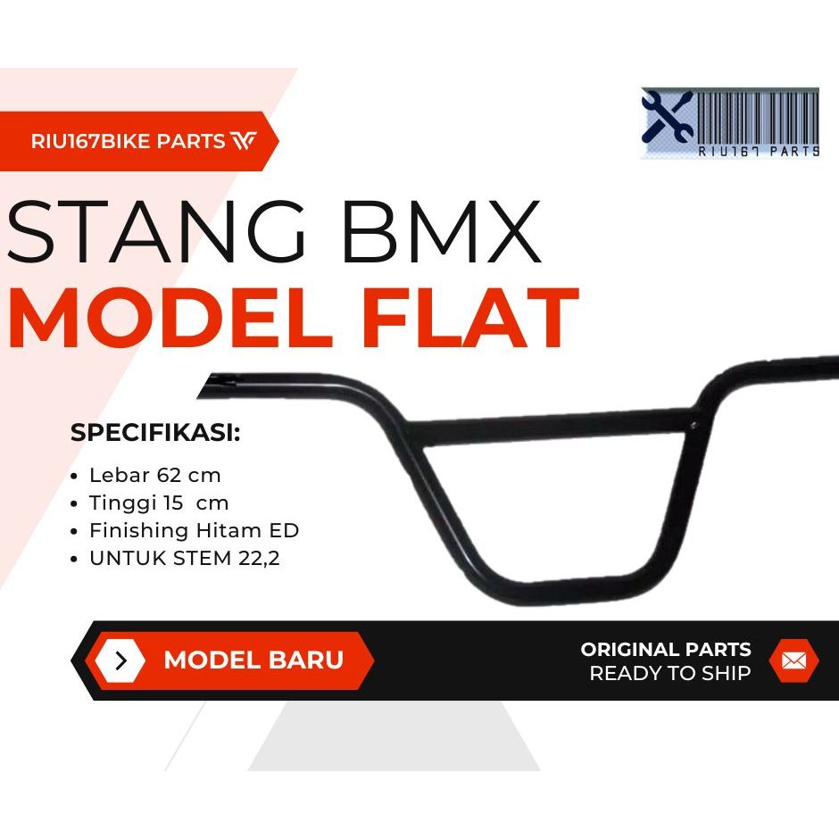 Jual RIU167PARTS Stang handle bar sepeda BMX ukuran 20 inch warna hitam MODEL FLAT LURUS ...