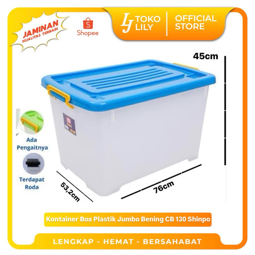 Jual Kontainer Box Plastik Jumbo Bening CB 130L Shinpo | Shopee Indonesia
