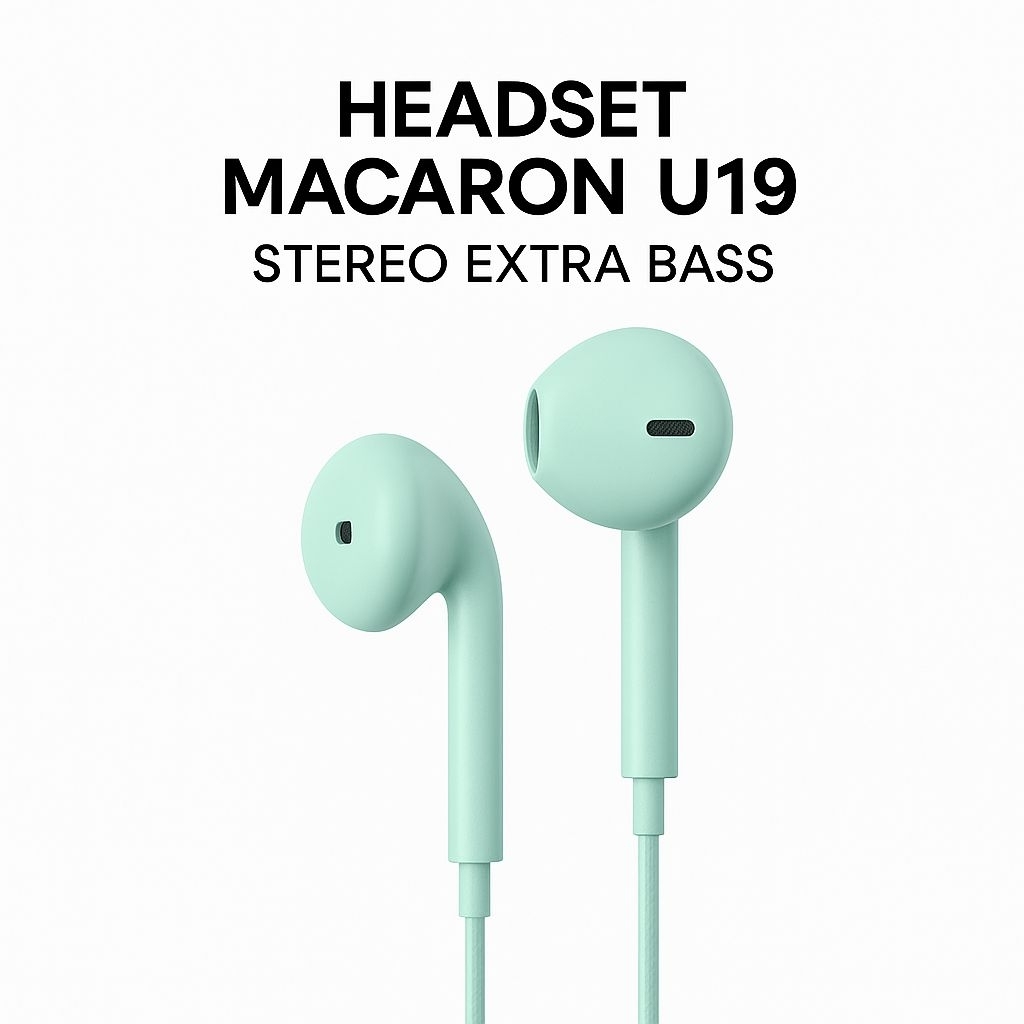 Jual Headset Macaron U19 Stereo Extra Bass Mic – Handsfree Earphone ...