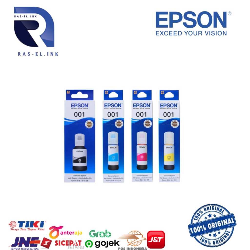 Jual Tinta epson 001 black cyan magenta yellow 1set original | Shopee Indonesia