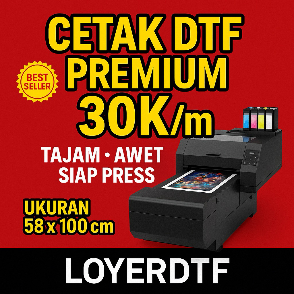 Jual Cetak DTF Murah | Sablon DTF Siap Press 58x100cm | Warna Tajam ...