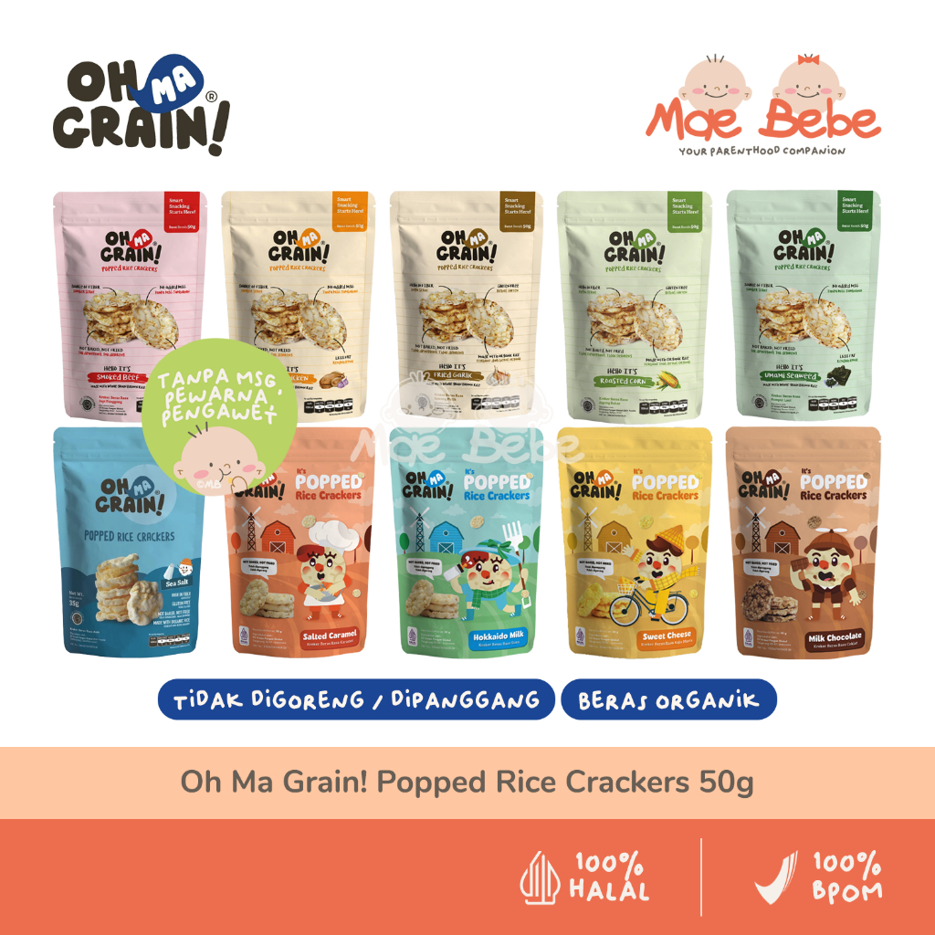 Jual Oh Ma Grain! Popped Rice Crackers Snack Cemilan Beras Anak 12M ...
