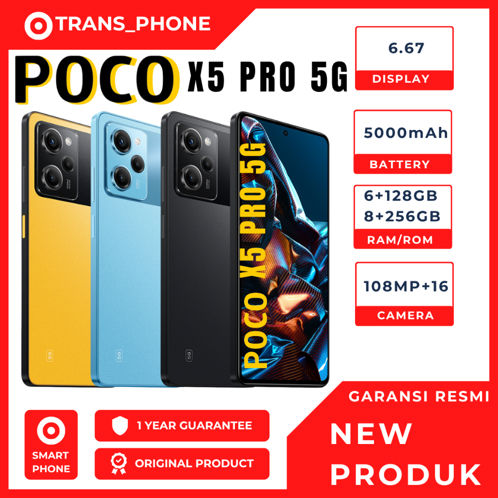 Jual Poco X5 Pro 5G Snapdragon778G 8/256 6/128 GARANSI RESMI XIAOMI ...