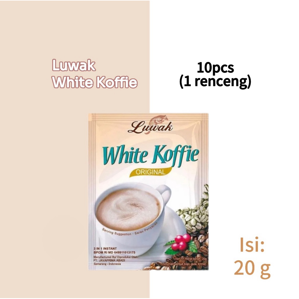 Jual Luwak White Koffie Original kemasan 20g @10pcs (1 renceng ...