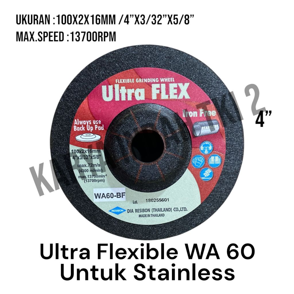 Jual Batu Potong Gerinda 4" Ultra FLEX Flexible Geinding Stainless WA60 ...