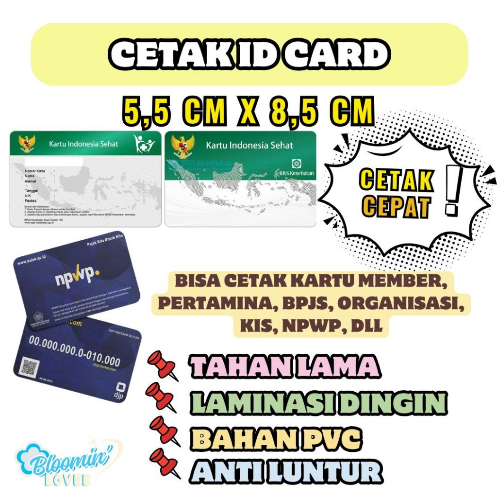 Jual CETAK ID CARD FREE DESAIN | KARTU BPJS | PHOTOCARD | KARTU ...