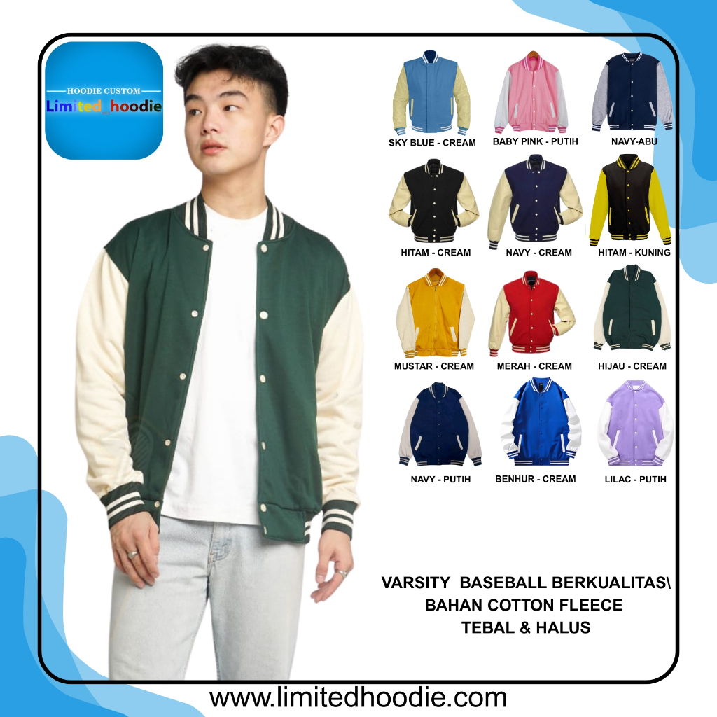 Jual Jaket Varsity baseball terbaik dengan bahan cotton fleece tebal ...