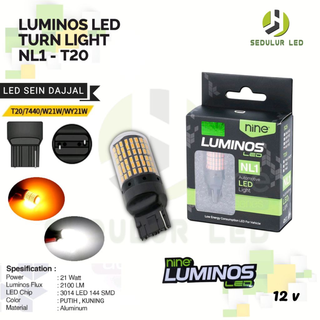 Jual LAMPU LED SEIN DAJJAL MOBIL T20 W21W 1440 NINE LUMINOSLED 144 MATA NL1 | Shopee Indonesia