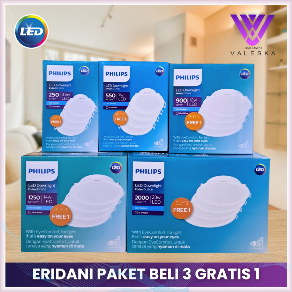 Jual Philips Downlight Eridani Paket Beli 3 Gratis 1 Kemasan Multipack ...