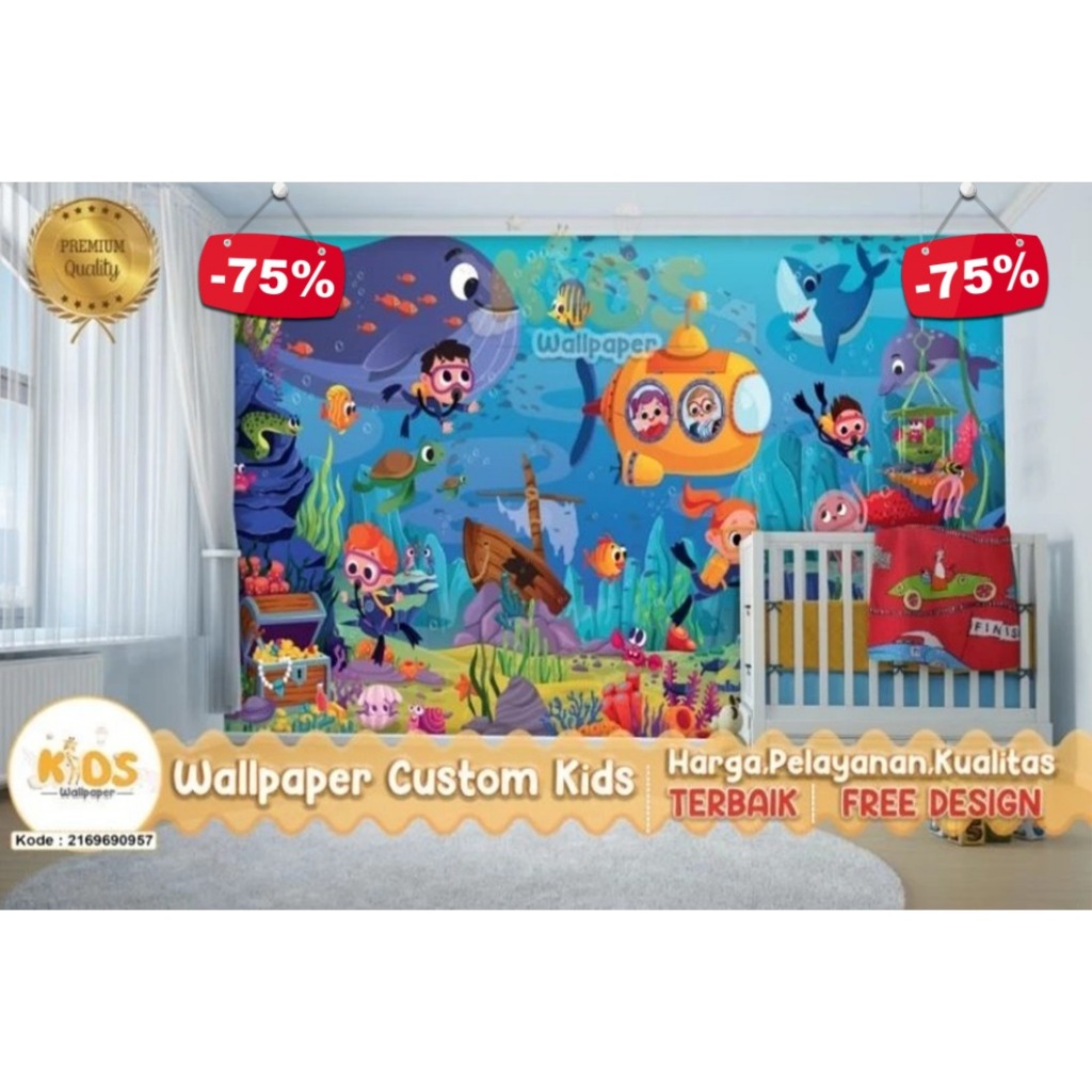 Jual Wallpaper Dinding Custom 3D Tema Under Sea Anak | Wallpaper Custom ...