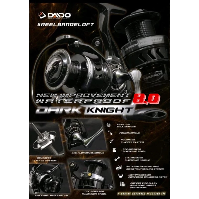 Jual Reel Pancing DAIDO DARK KNIGHT 1000-6000 Waterproof 8.0 (6 ...