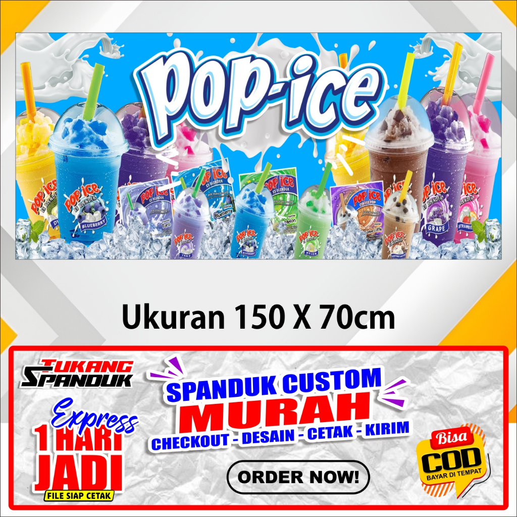 Jual Banner POP ICE, Spadnuk OP ICE, ukuran 150x70 cm, COD / Banner POP ...