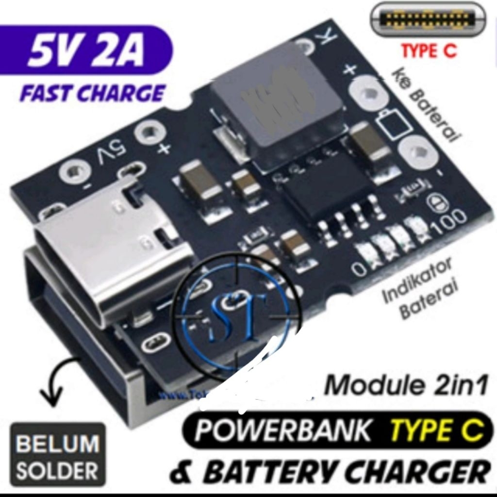 Jual Kit Modul Power Bank USB Type C Fast Charger Boost Step Up 2A 5V ...