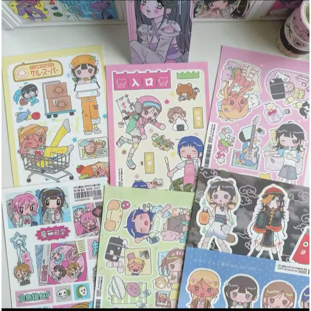 Jual 1 lembar MINI sticker sheet Korean stickers cute girl stickers ...