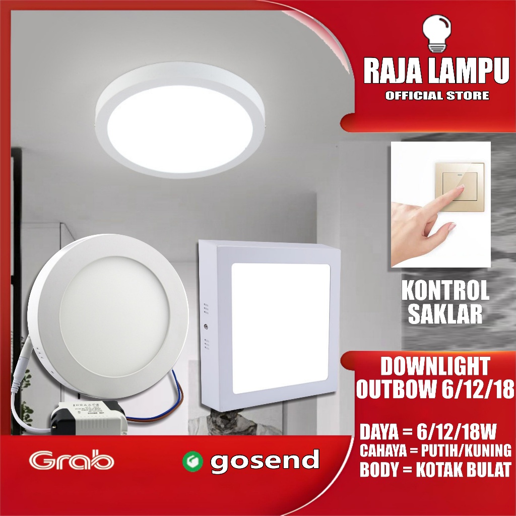Jual 【RAJA LAMPU】DOWNLIGHT LED BULAT DAN KOTAK PANEL Downlight Outbow ...