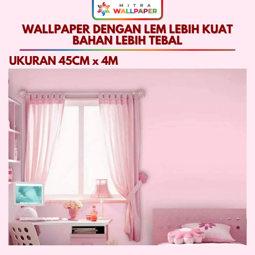 Jual Wallpaper Dinding Pink Polos Stiker Dinding Pastel Pink Wallpaper ...