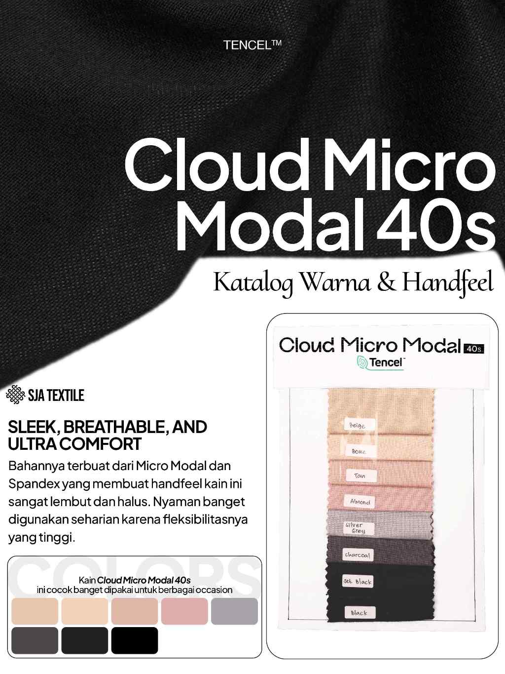 Jual Katalog Sample Kain Handfeel Cloud Micro Modal 40s by SJA Textile ...