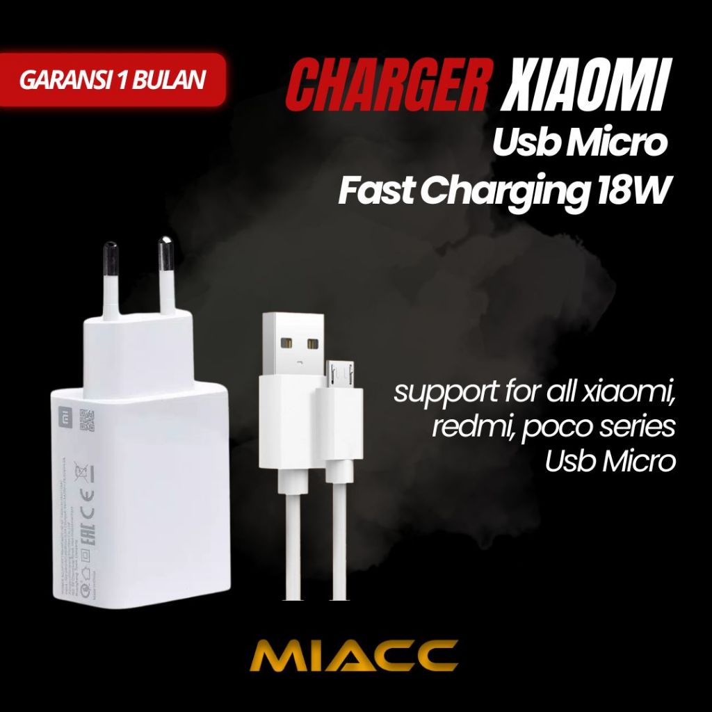 Jual CHARGER XIAOMI REDMI POCO USB MICRO FAST CHARGING 18W | Shopee ...