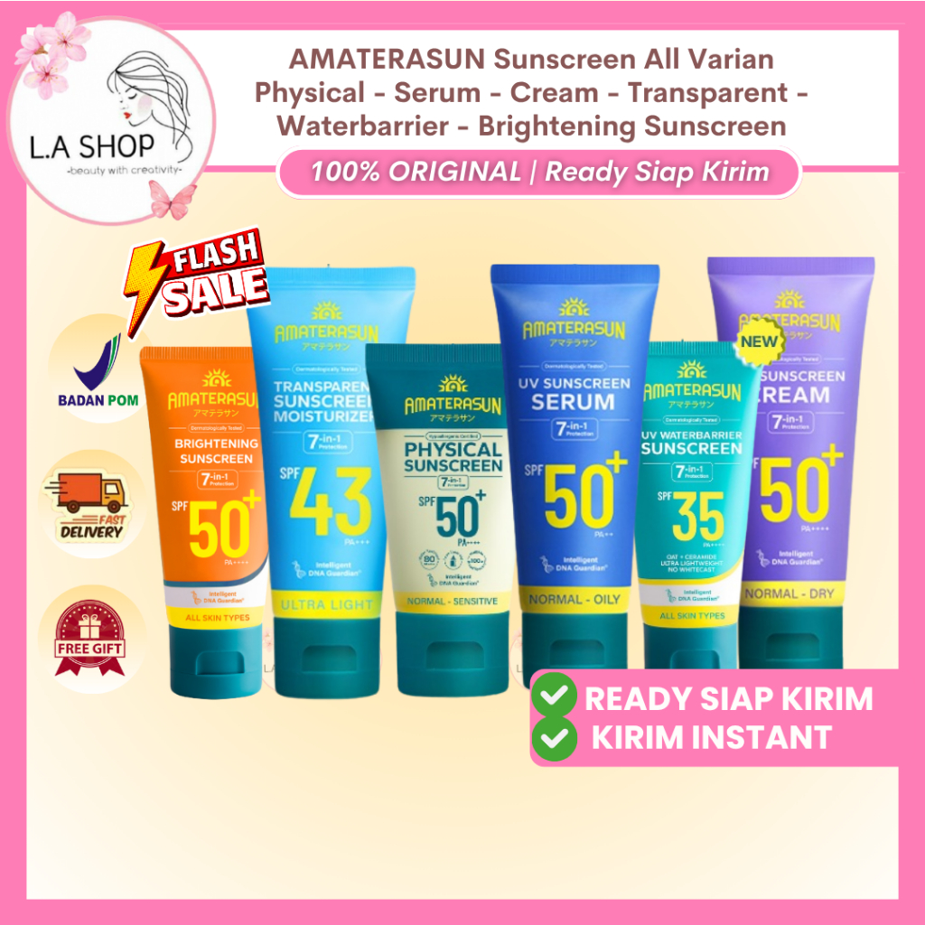 Jual AMATERASUN Physical Sunscreen UV Sunscreen Serum Cream SPF 50+ PA++ [ReadySiapKirim ...